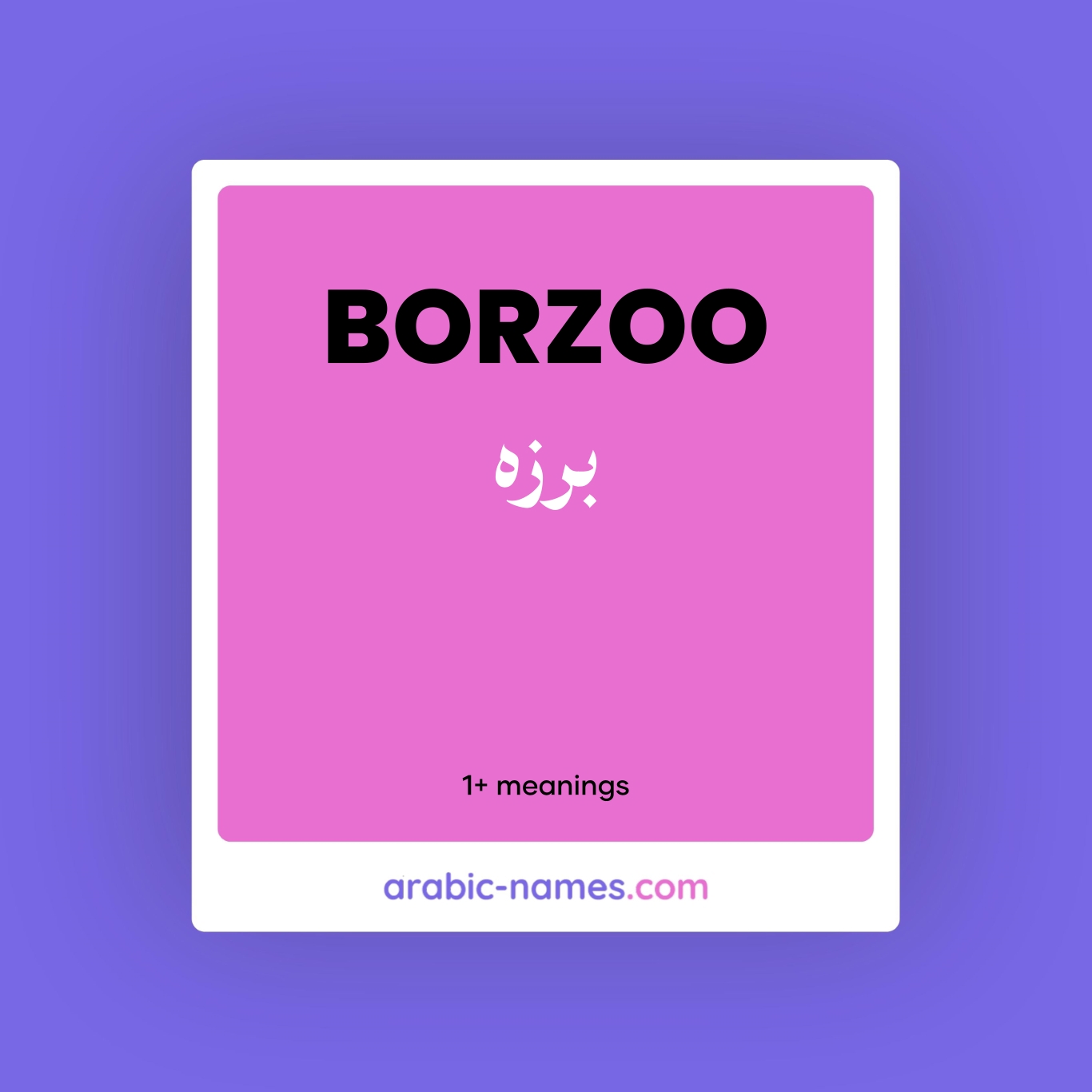 BORZOO (برزه) Meaning in Arabic & English - Arabic Names