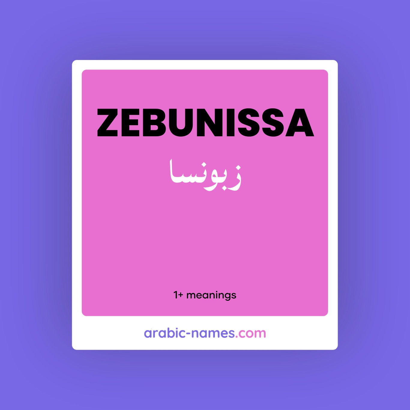 ZEBUNISSA (زبونسا) Meaning in Arabic & English - Arabic Names