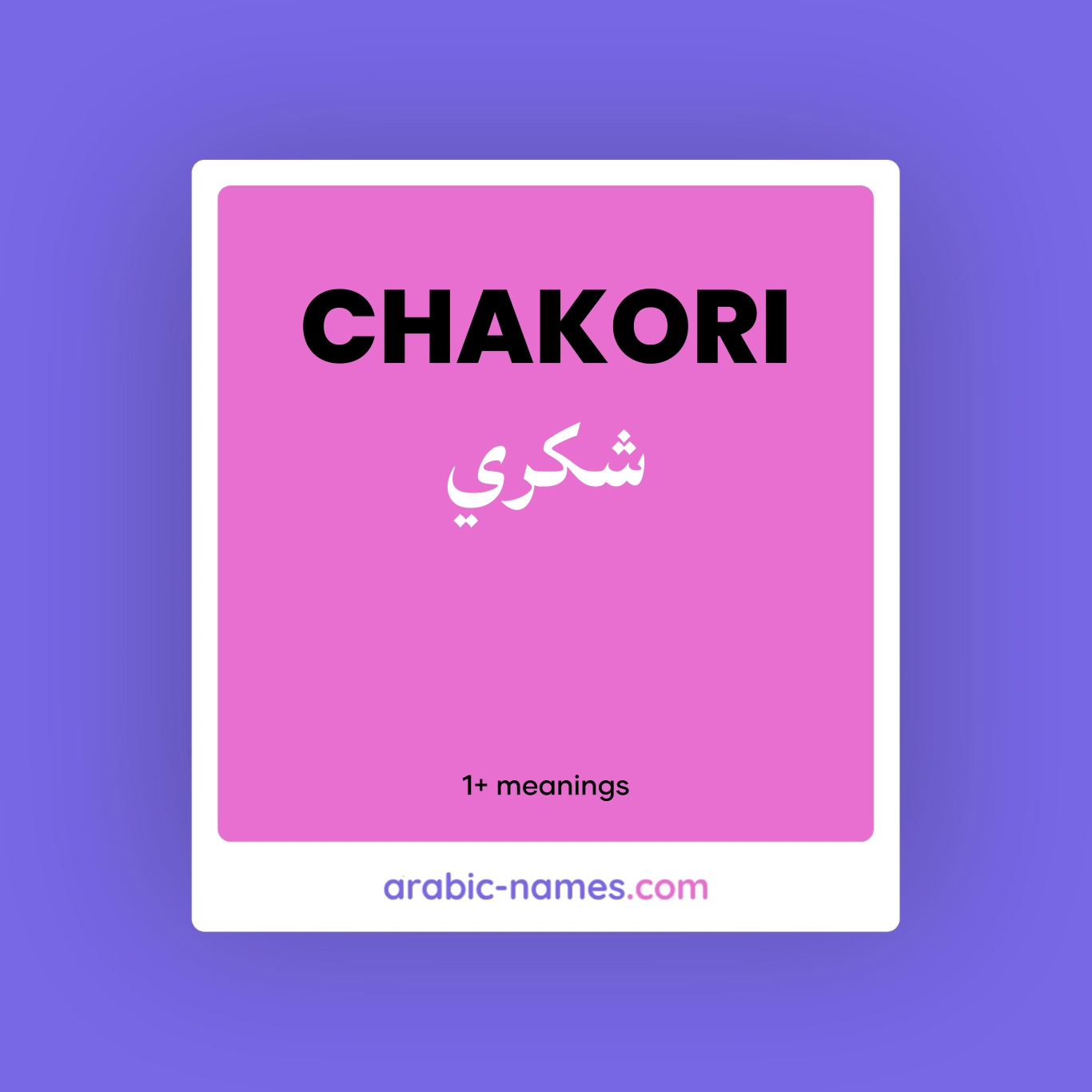 CHAKORI (شكري) Meaning in Arabic & English - Arabic Names