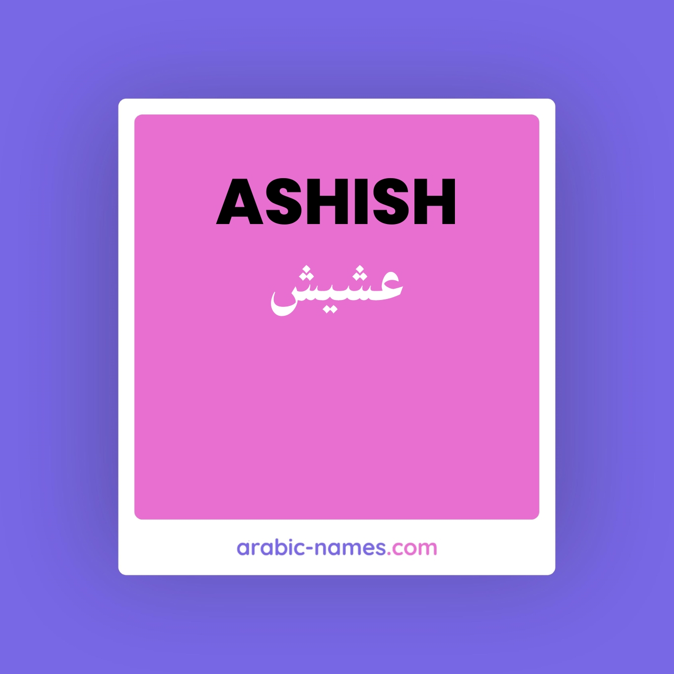 ASHISH (عشيش) Meaning in Arabic & English - Arabic Names